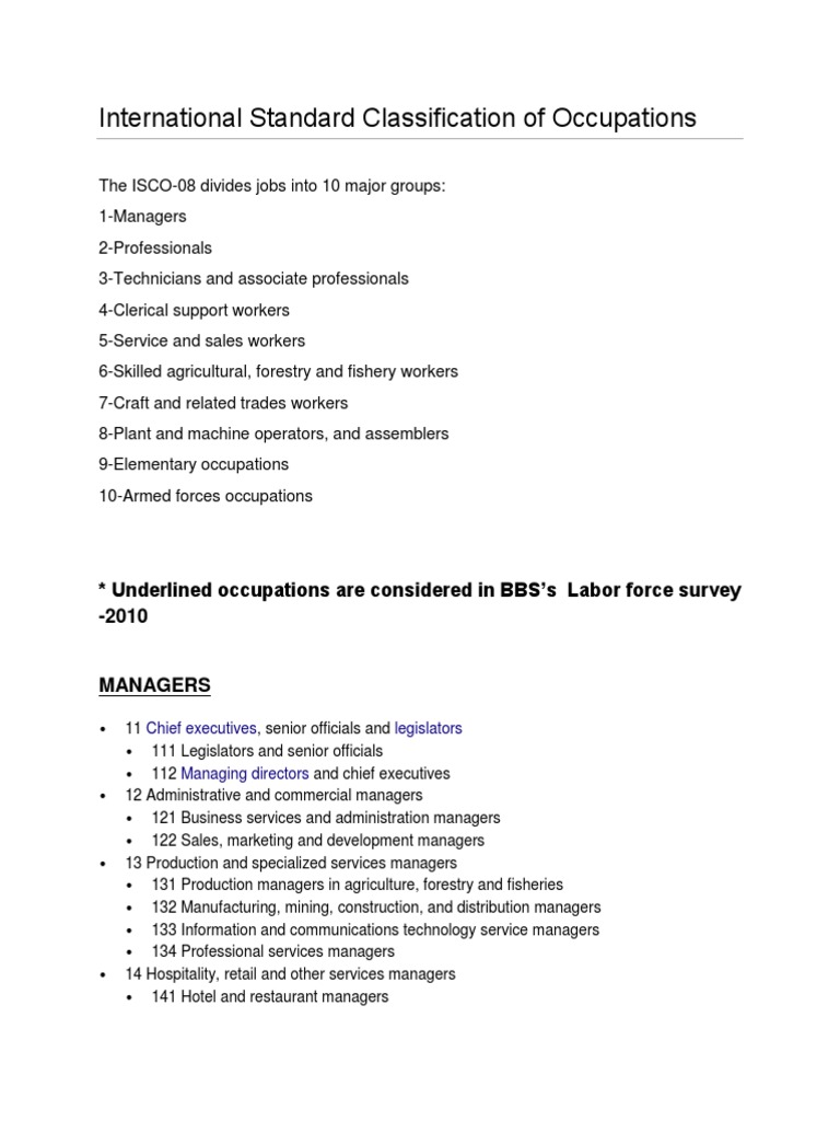 International Standard of Occupations | PDF | Machines | Health ...
