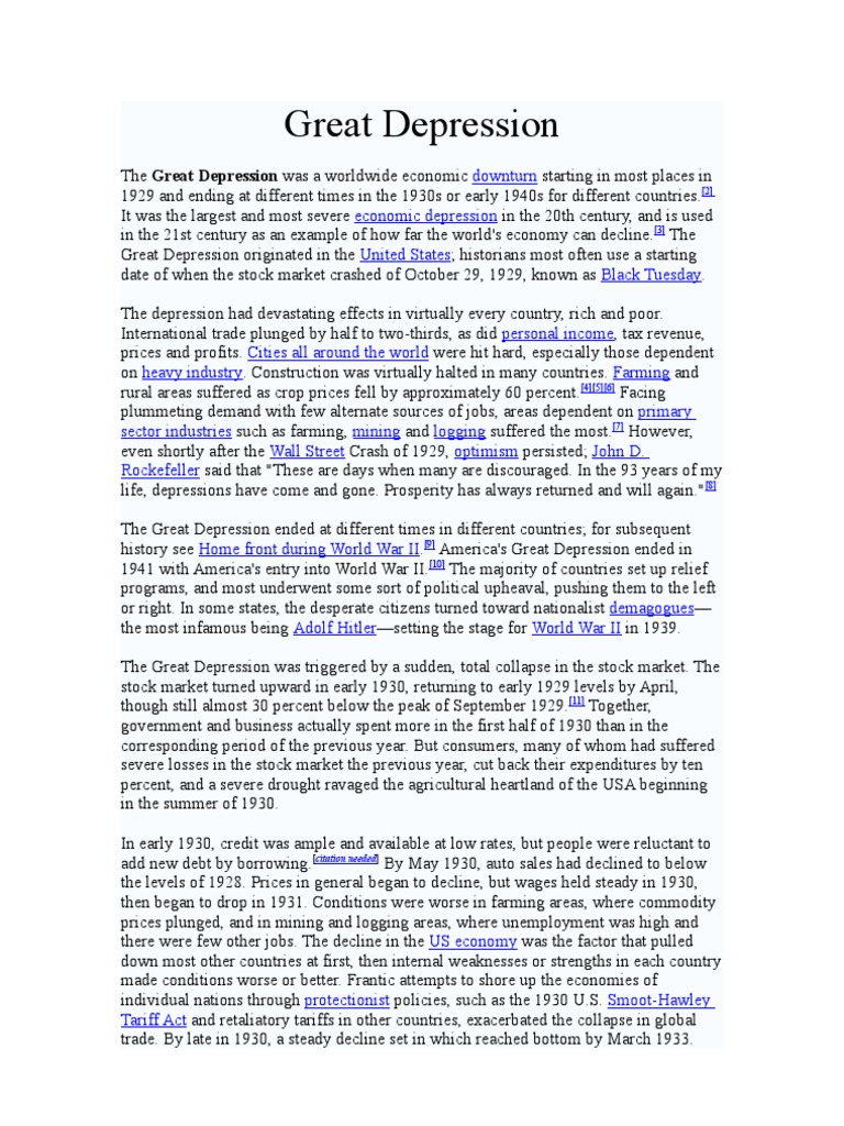 Great Depression | PDF | Great Depression | Recession