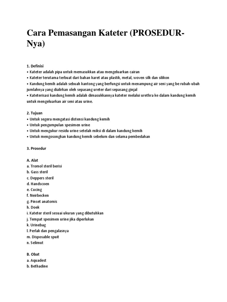 Cara Pemasangan Kateter Cara Pemasangan Kateter | PDF