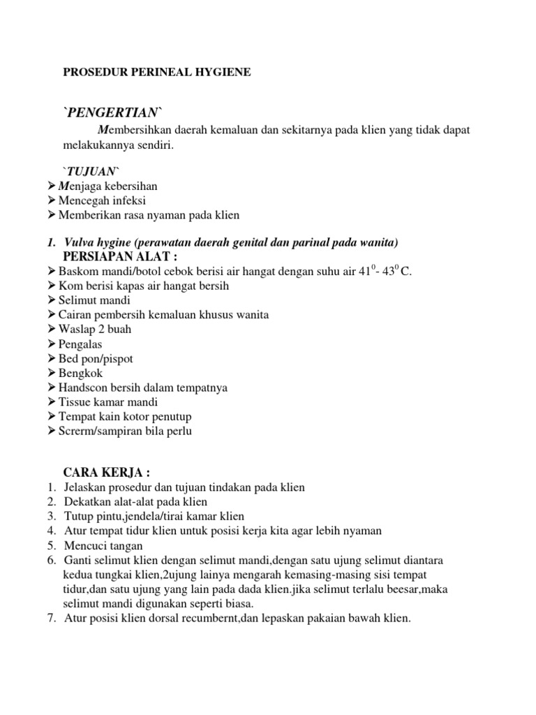 Prosedur Perineal Hygiene | PDF