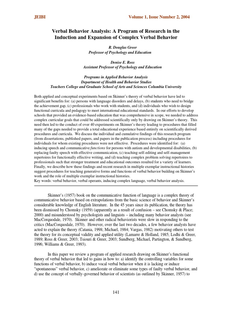 Verbal Behavior Analysis | Download Free PDF | Reinforcement | Behaviorism