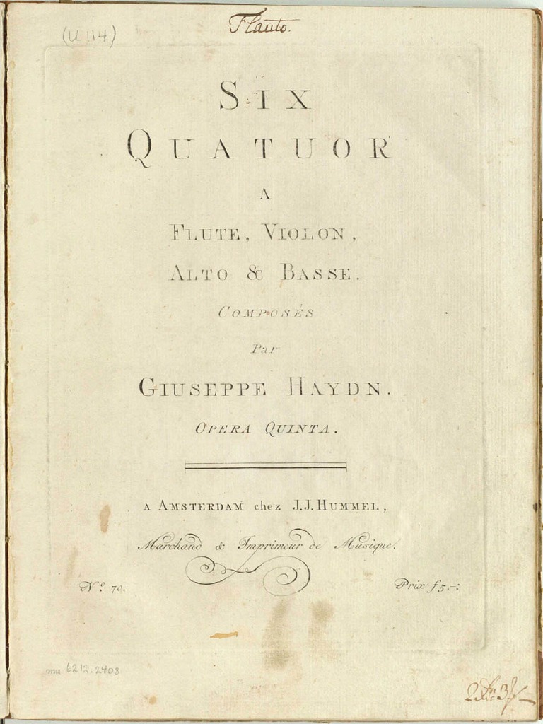 Haydn 6 Flute Quartets Op5 | PDF