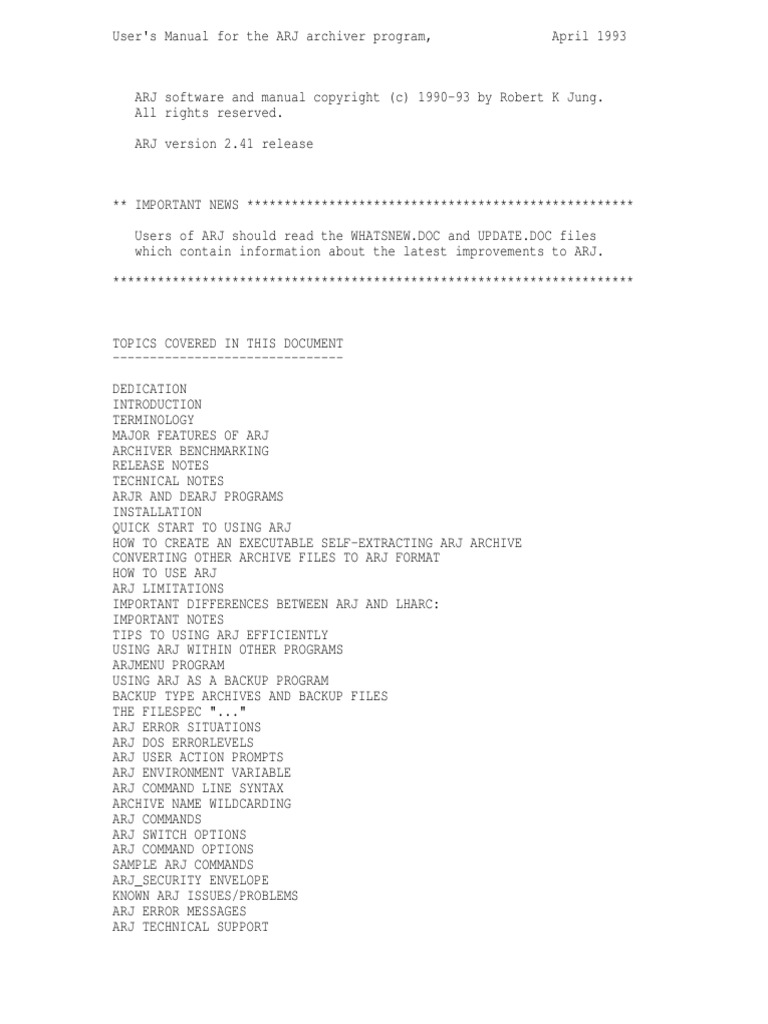 Arj | PDF | Command Line Interface | Filename