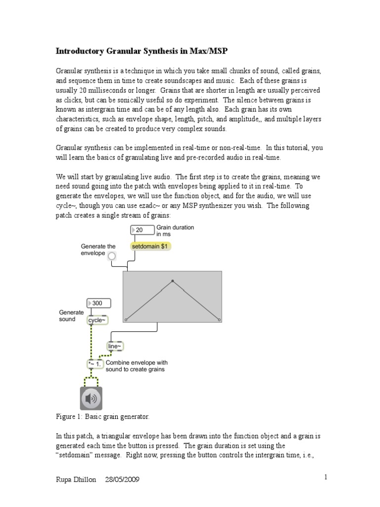 Intro To Grain Synth in Max MSP | PDF | Synthesizer | Sound Technology