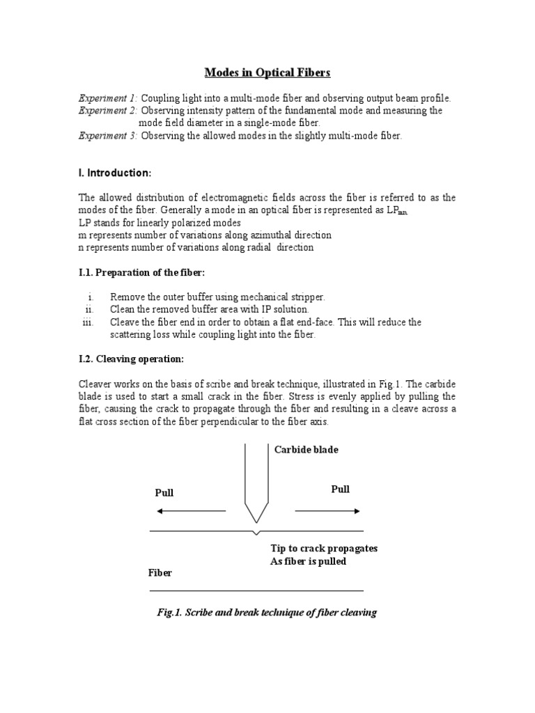 Optical Fiber Mode Experiments | PDF | Optical Fiber | Lens (Optics)