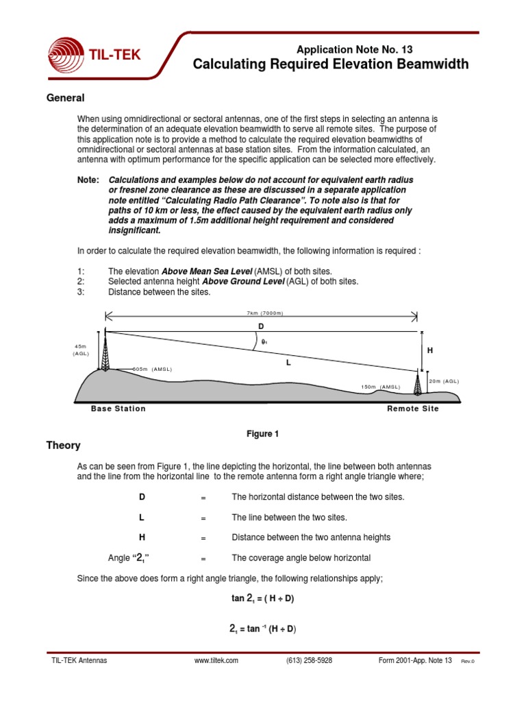 Til-Tek: Calculating Required Elevation Beamwidth | PDF | Antenna ...