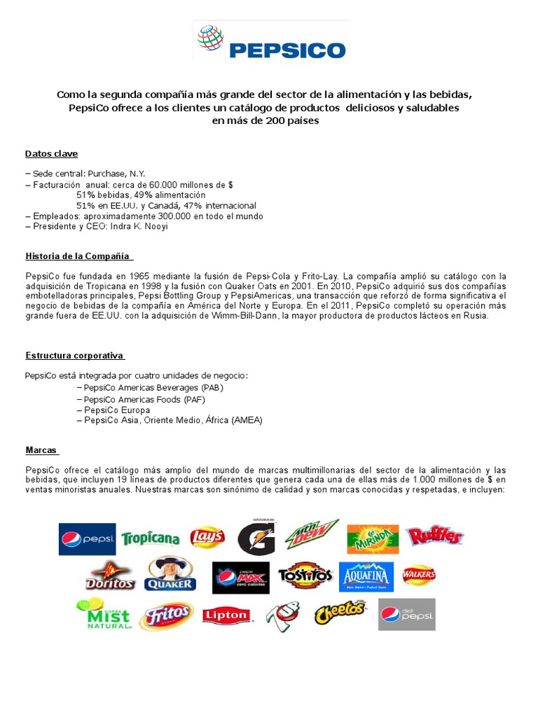 PepsiCo Corporative | PDF | Pepsi Co | Comida y bebida