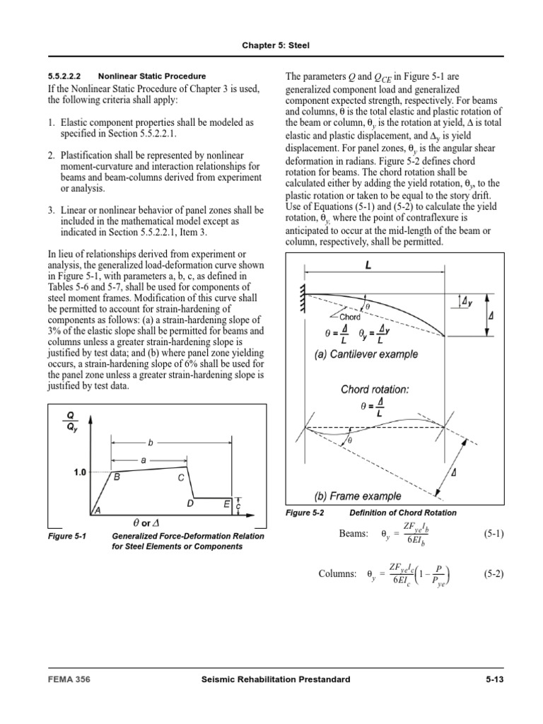 Chapter 5: Steel: FEMA 356 | PDF | Strength Of Materials | Buckling
