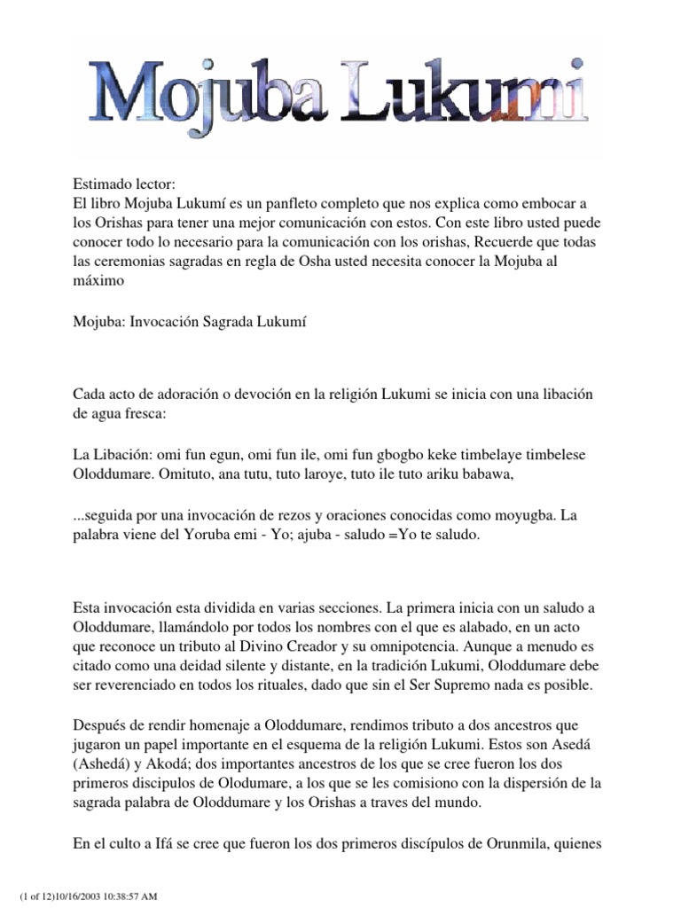 Mojuba Lukumi | PDF | Cuba | Santeria