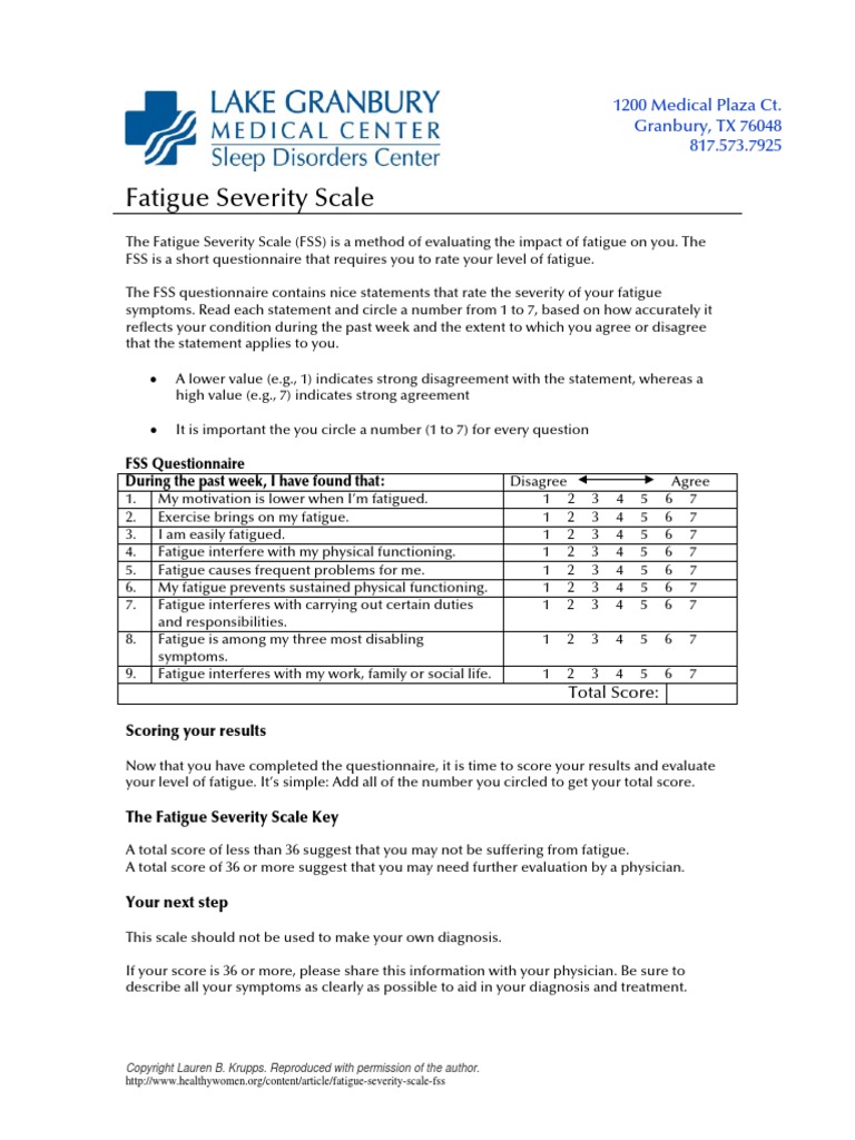 Fatigue Severity Scale PDF | PDF