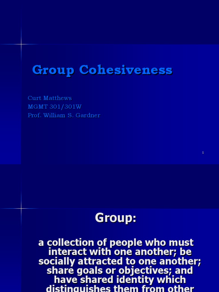 Group Cohesiveness Curt Matthews Mgmt 301 301w Prof William S