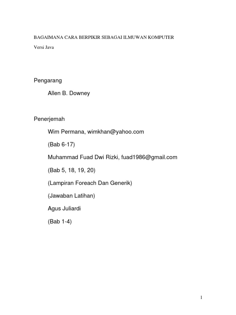 How To Think Like Computer Scientist (Bahasa Indonesia) | PDF ...