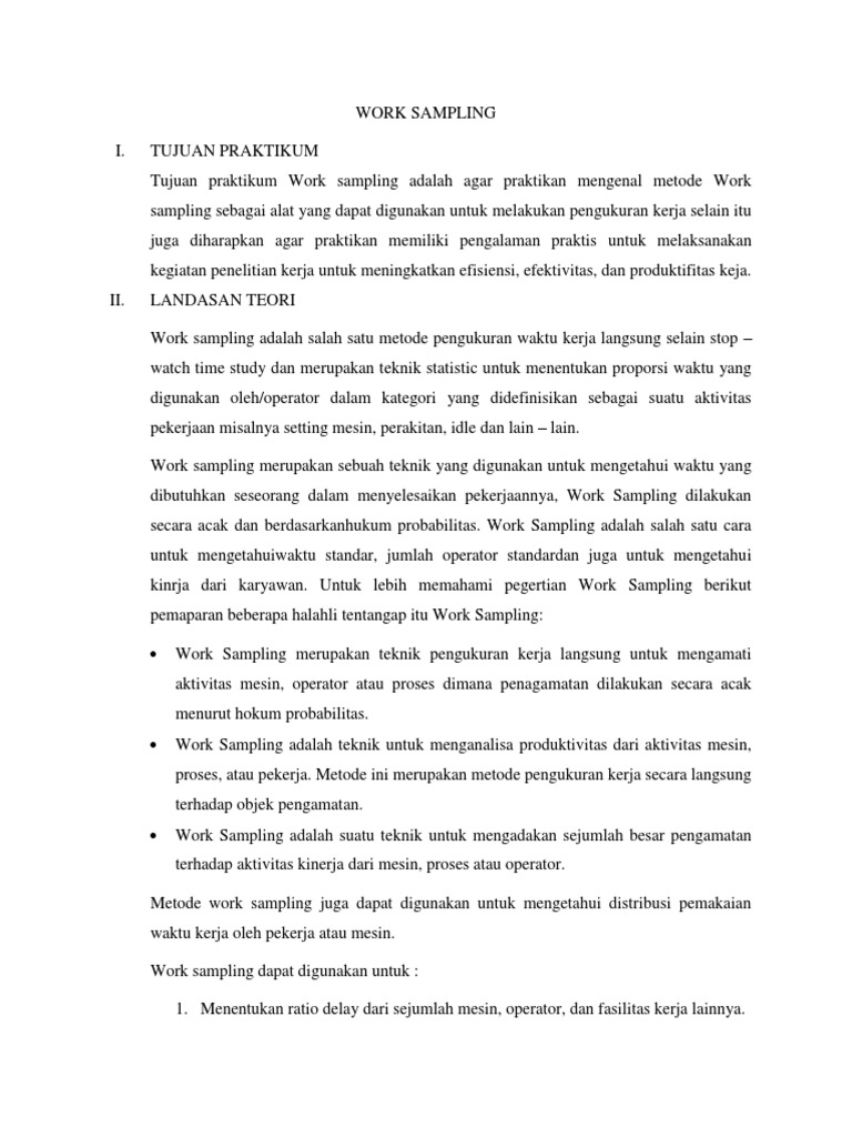 Tugas Work Sampling | PDF
