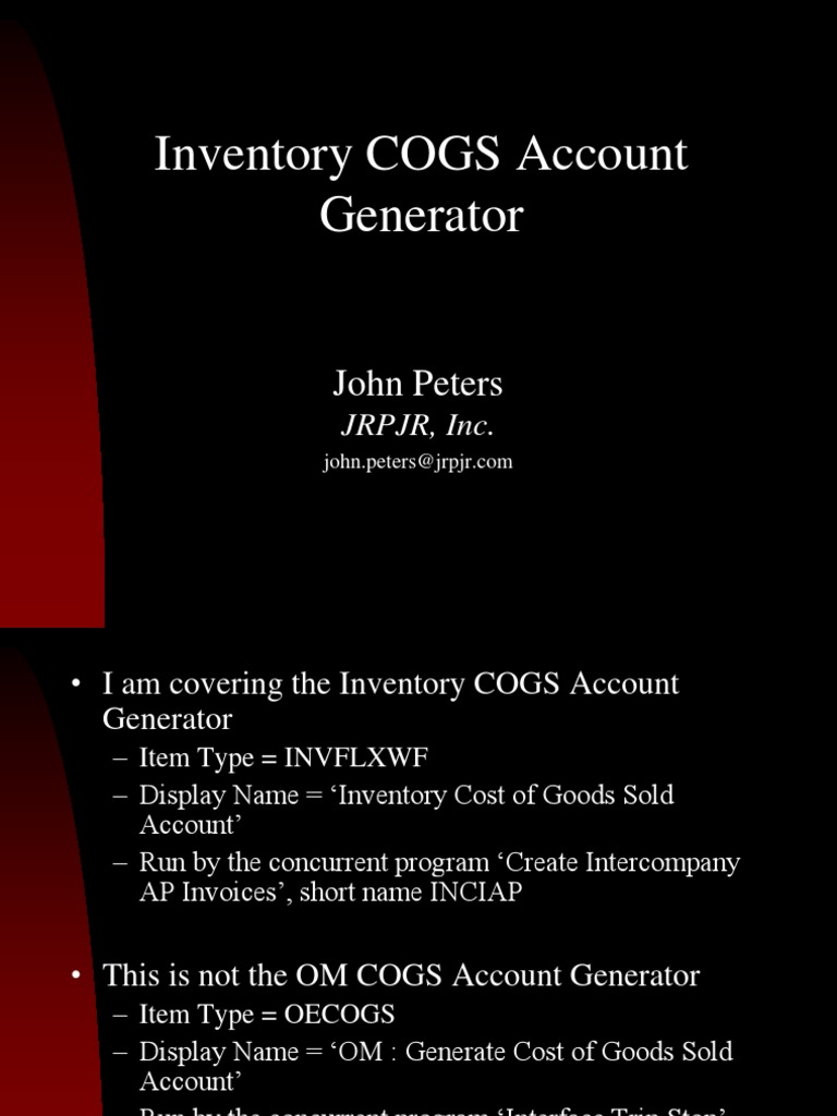 INV COGS Account Generator | PDF | Inventory | Invoice