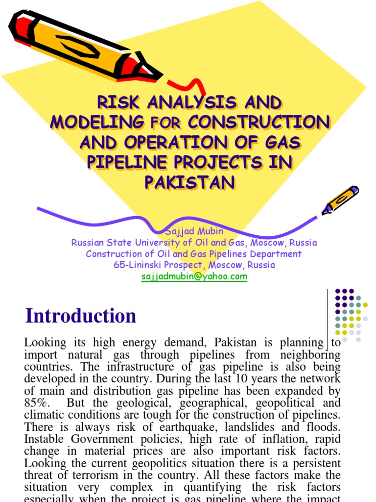 Risk Analysis and Modeling Construction and Operation of Gas Pipeline ...