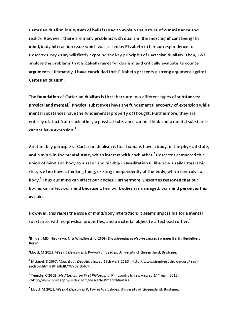 Cartesian Dualism | PDF | René Descartes | Mind