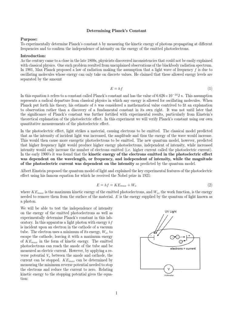 Determining Plancks Constant | PDF | Photoelectric Effect | Photon