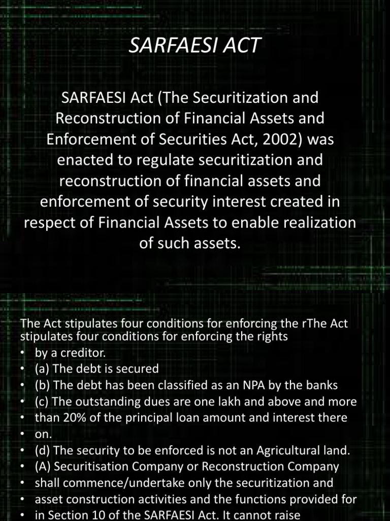 Sarfaesi Act | PDF | Securitization | Security Interest