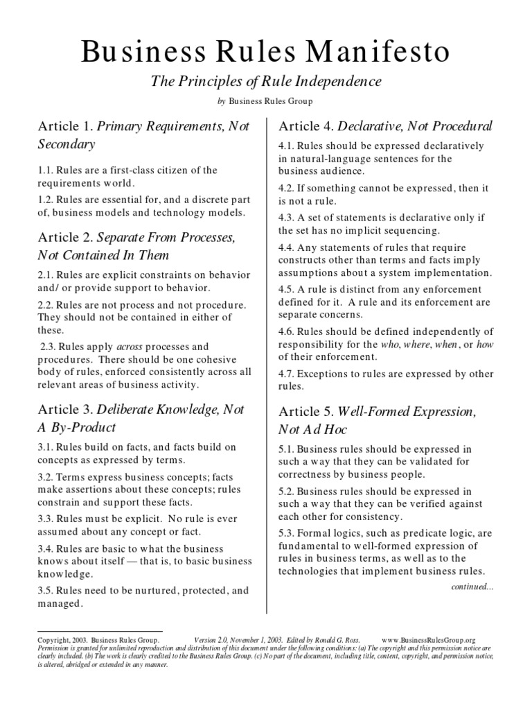 Business Rules Manifesto: The Principles of Rule Independence ...