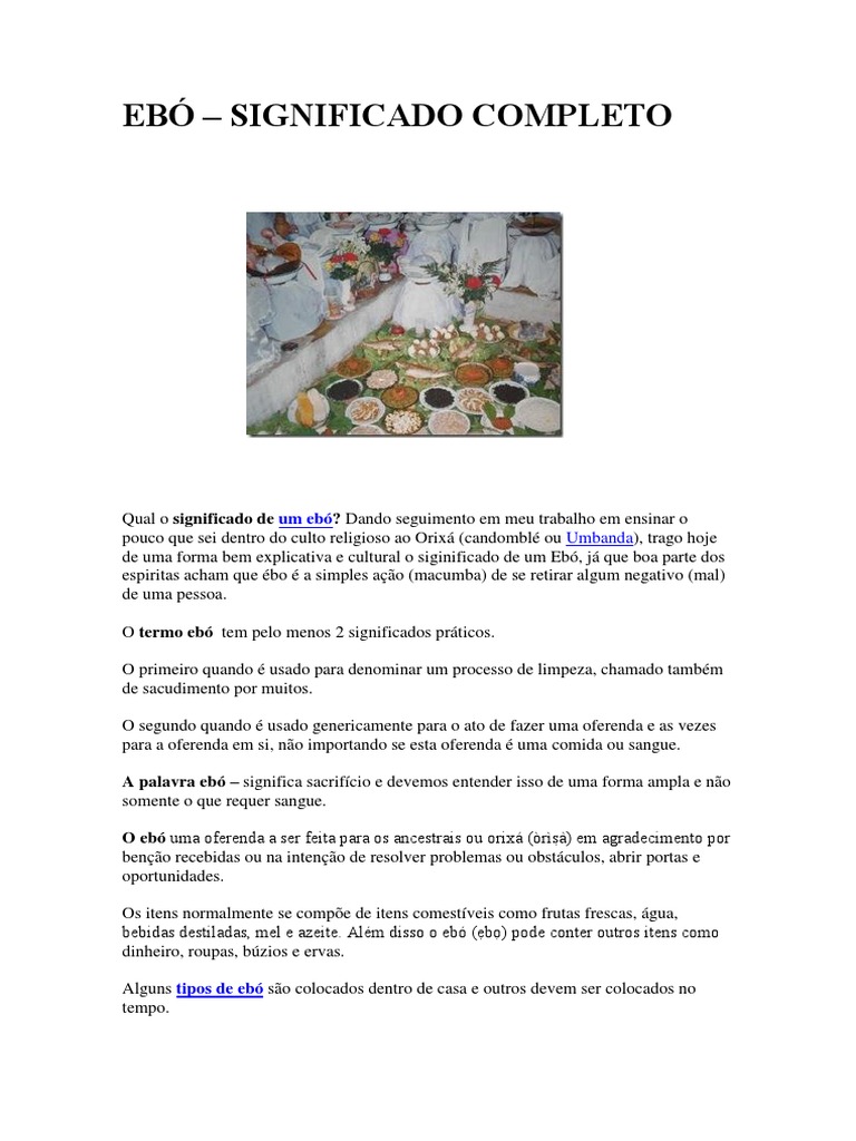 Ebó - Significado Completo | PDF | Oráculo | Sacrifício