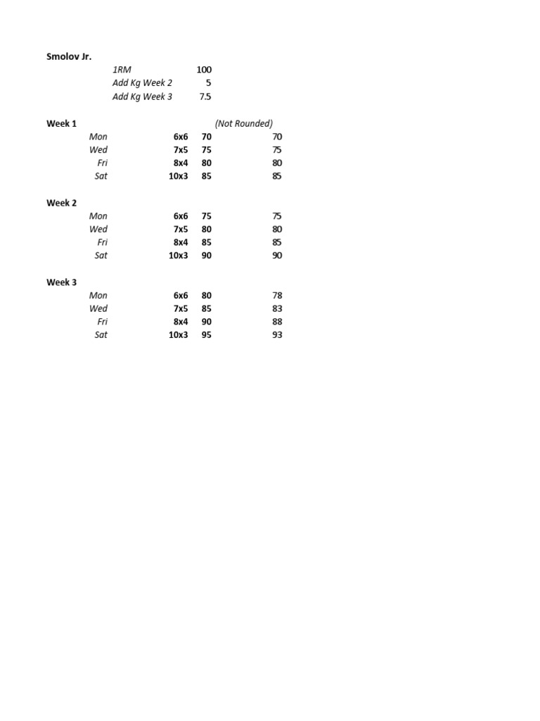 Smolov JR Spreadsheet | PDF