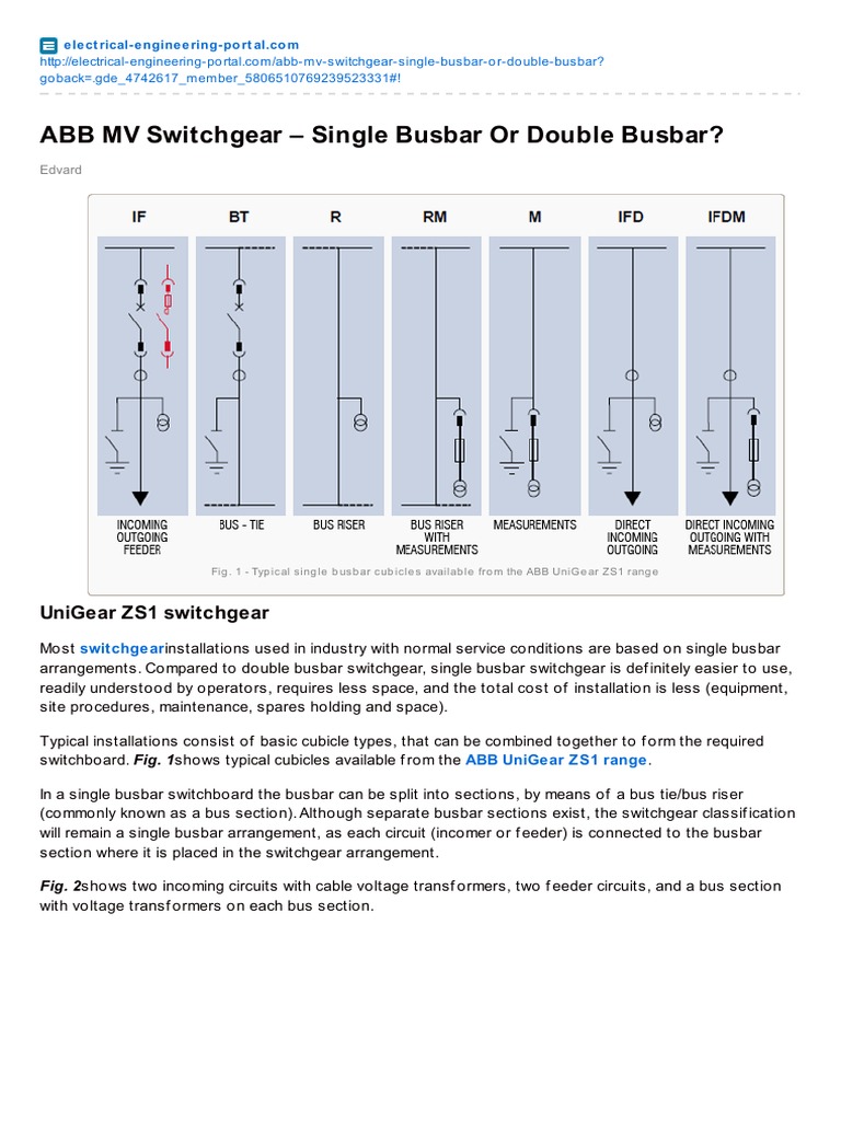 Eep-ABB MV Switchgear Single Busbar or Double Busbar | PDF | Components ...