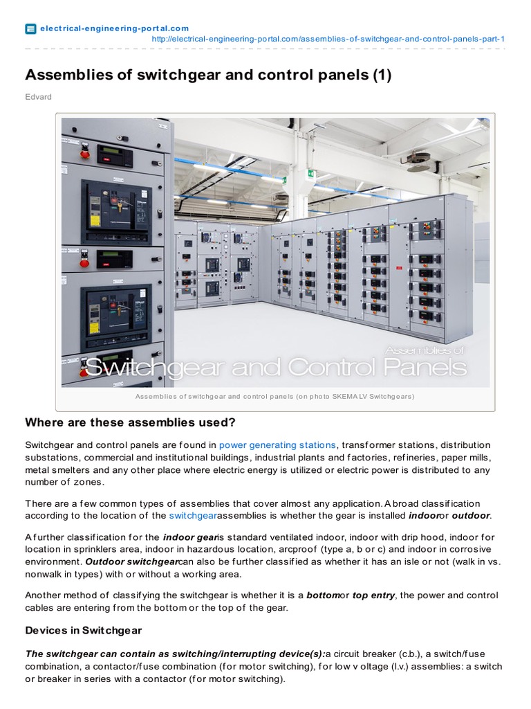 Eep-Assemblies of Switchgear and Control Panels 1 | PDF | Relay | Switch