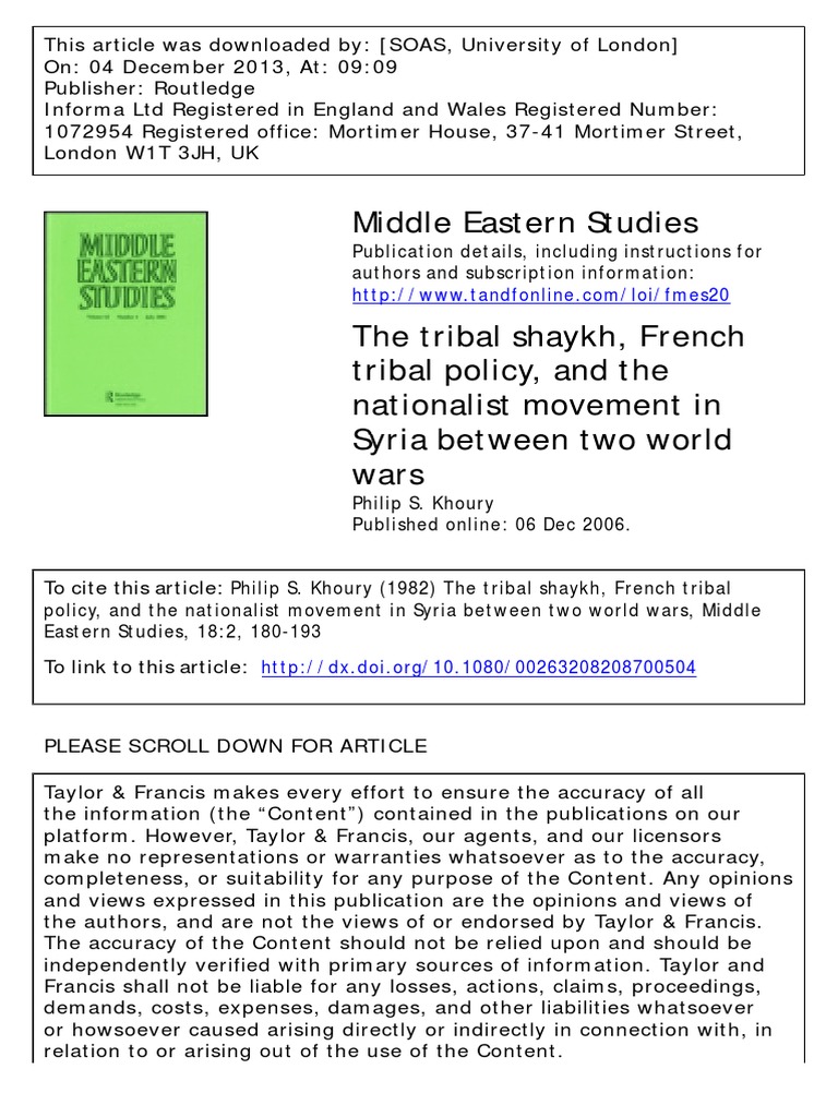 P. Khoury - The Tribal Shaykh, French Tribal Policy, and The ...