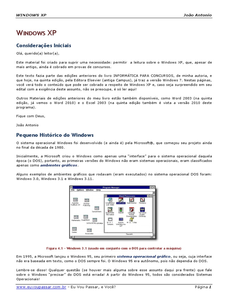 Apostila Windows XP - 7A - Joao Antonio | PDF | Microsoft Windows | Janela (informática)