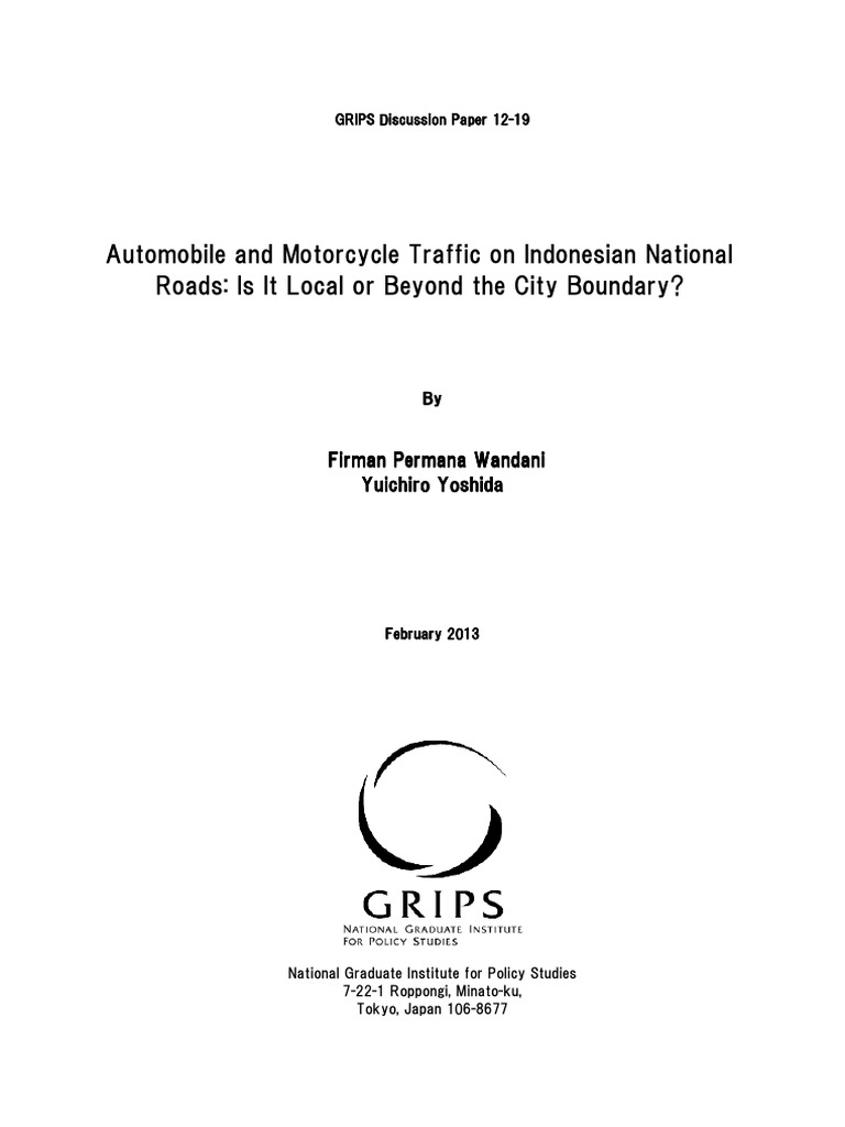Automobile and Motorcycle Traffic On Indonesian National Roads: Is It ...