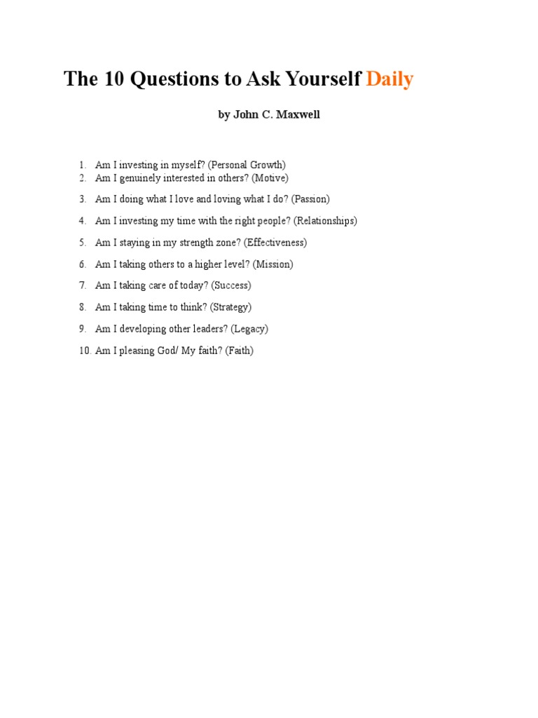 10 Questions To Ask Every Single Day | PDF