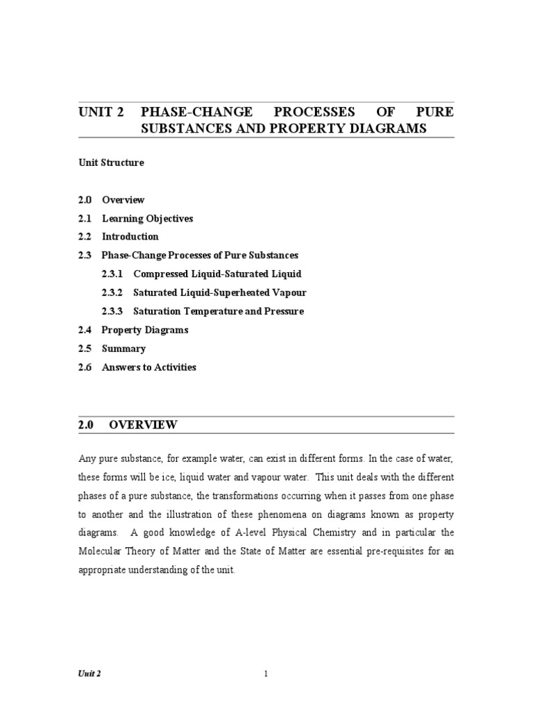 Unit 2 Phase-Change Processes of Pure Substances and Property Diagrams ...