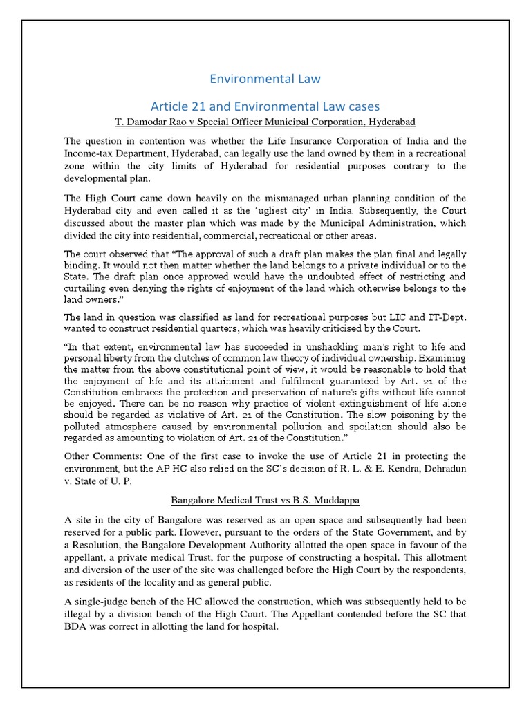 Article 21 Enviro Cases | PDF | Supreme Courts | Environmental Law