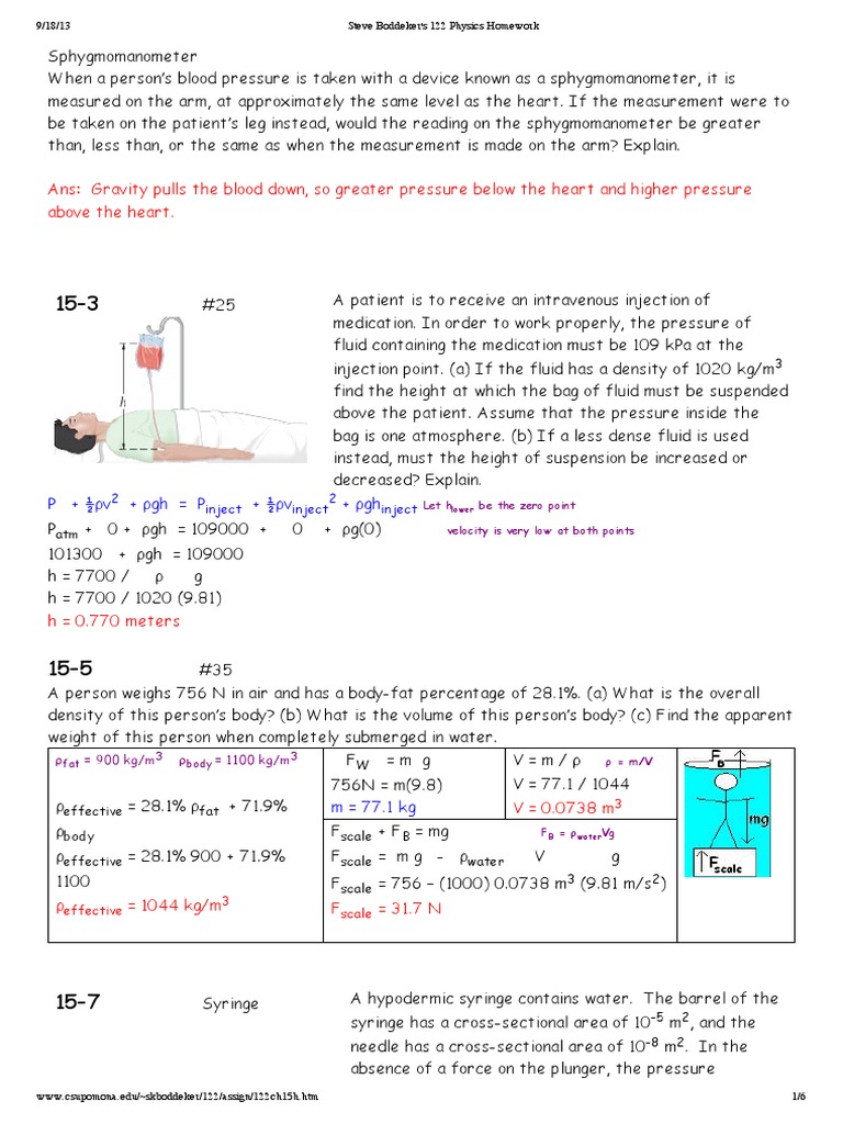 Fluid Mechanics - Physics 122 | PDF | Pressure | Density