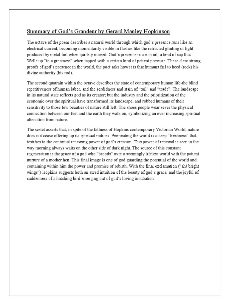 Analysis of God's Grandeur | PDF | Poetry | God