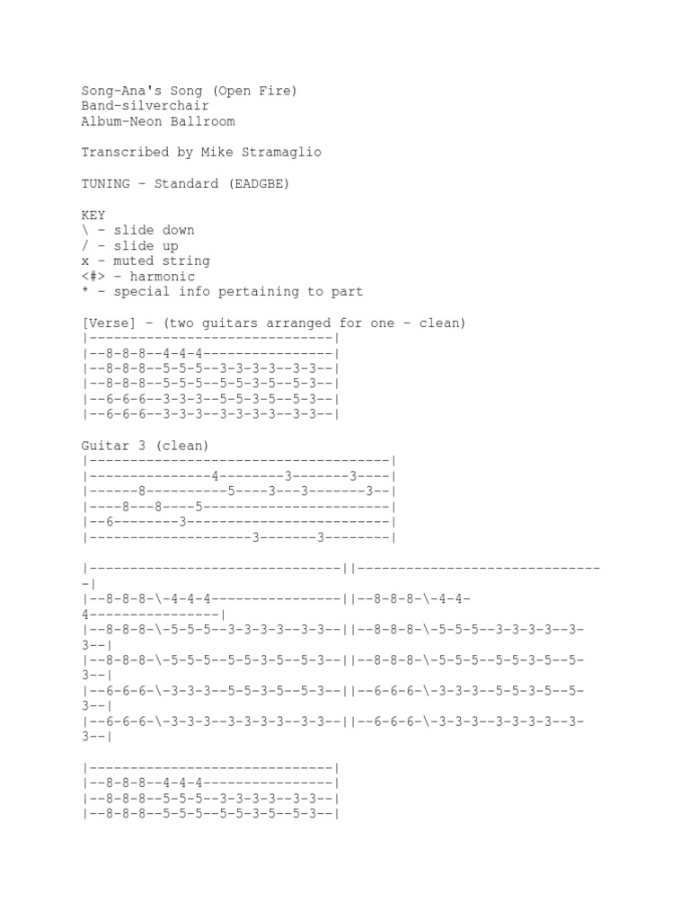 Ana's Song Silverchair | PDF | Elements Of Music | Music Theory