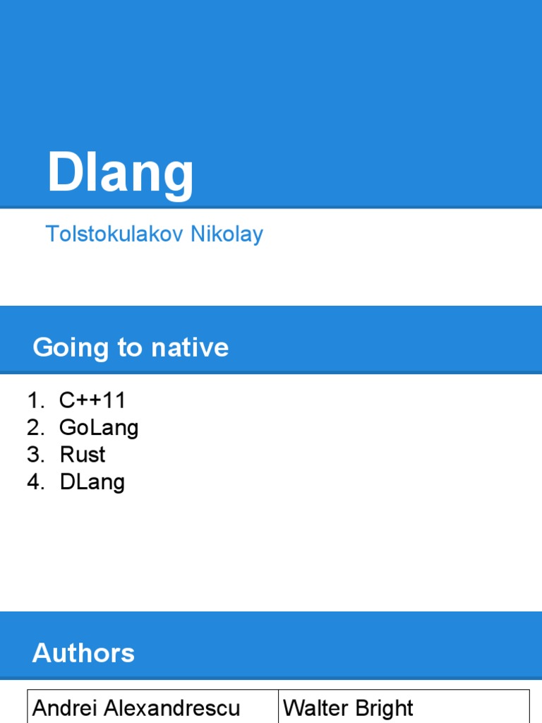 DLang | Download Free PDF | C++ | C (Programming Language)