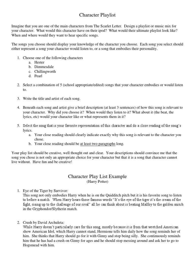 Character Playlist | PDF | Contemporary Fantasy Novels | Harry Potter