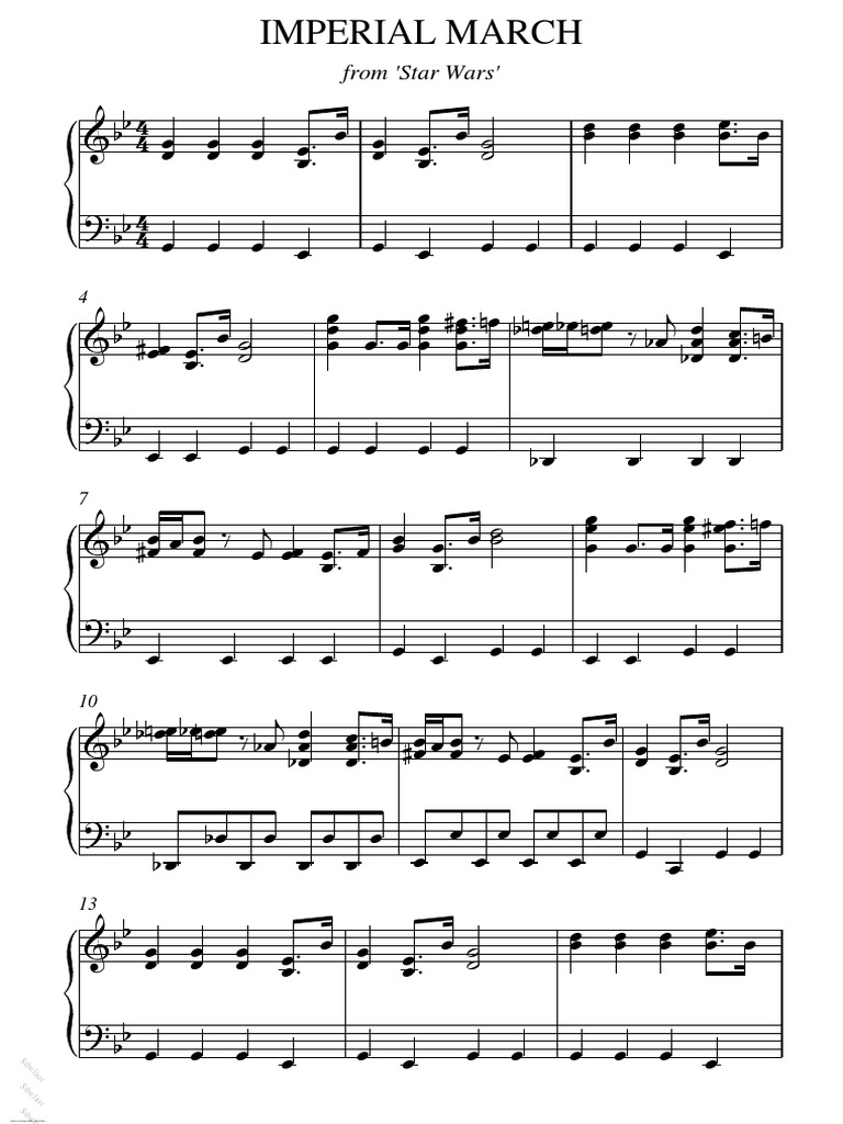 Star Wars Imperial March Partitura para Piano 2 | PDF