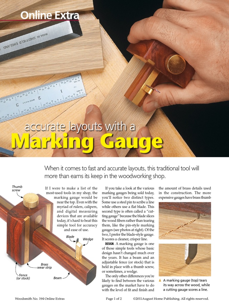 Accurate Layouts With A Marking Gauge | PDF | Blade | Tools