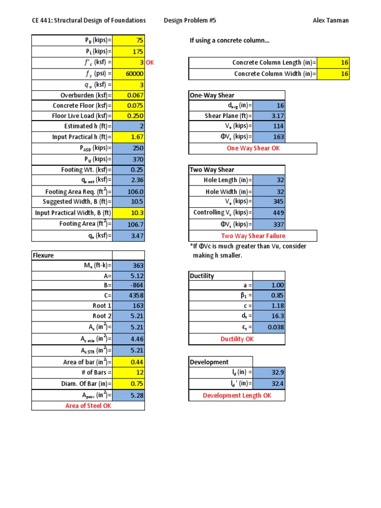 Square Spread Footing Design | PDF | Teaching Methods & Materials