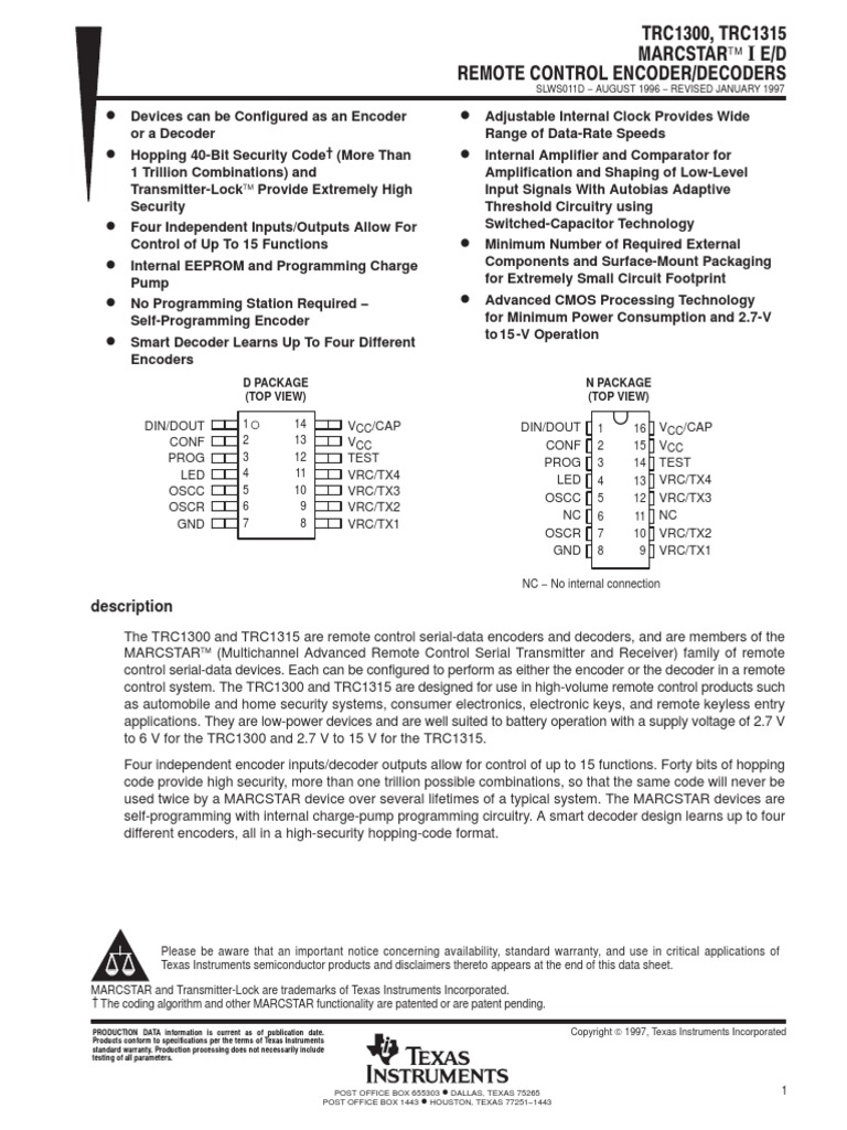 Remote Control IC | PDF