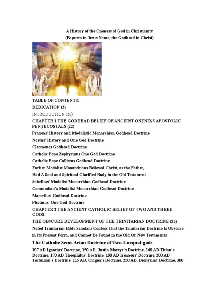 A History of The Oneness of God in Christianity | PDF | Oneness ...