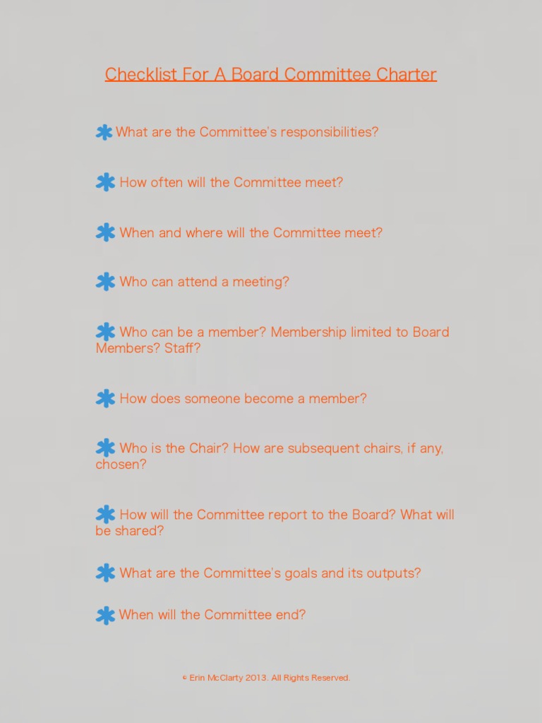 Board Committee Charter Checklist | PDF