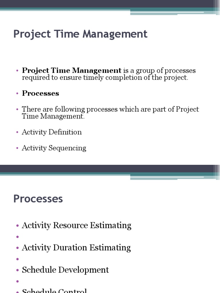 Project Time Management Is A Group of Processes Processes | PDF ...