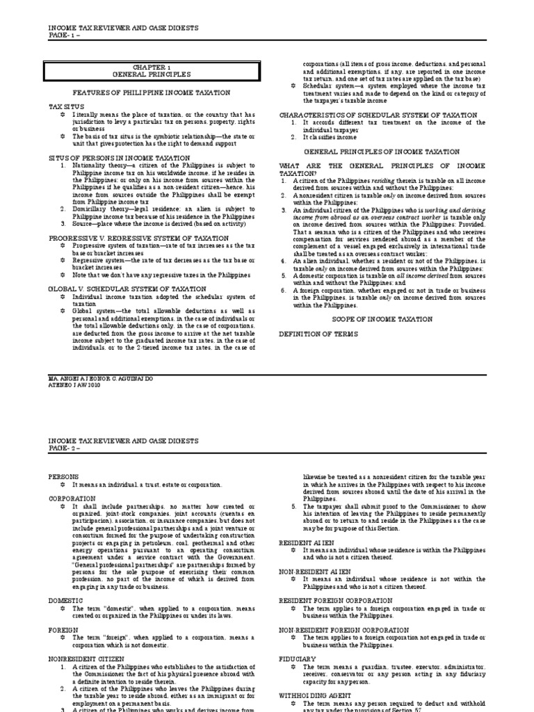 Income Tax Reviewer | PDF | Trust Law | Income Tax