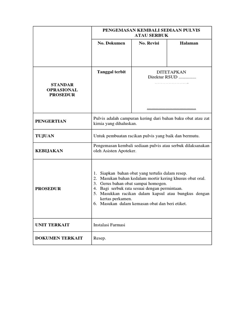 Contoh SOP Dispensing | PDF