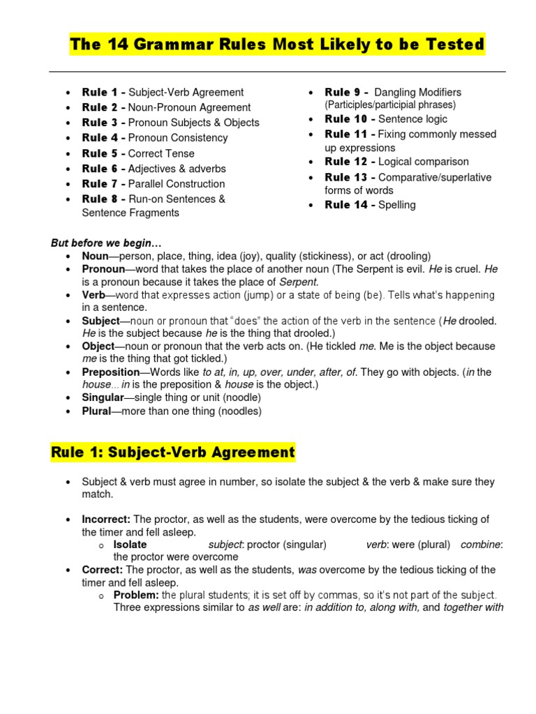 Grammar Cheat Sheet | PDF | Verb | Grammatical Number