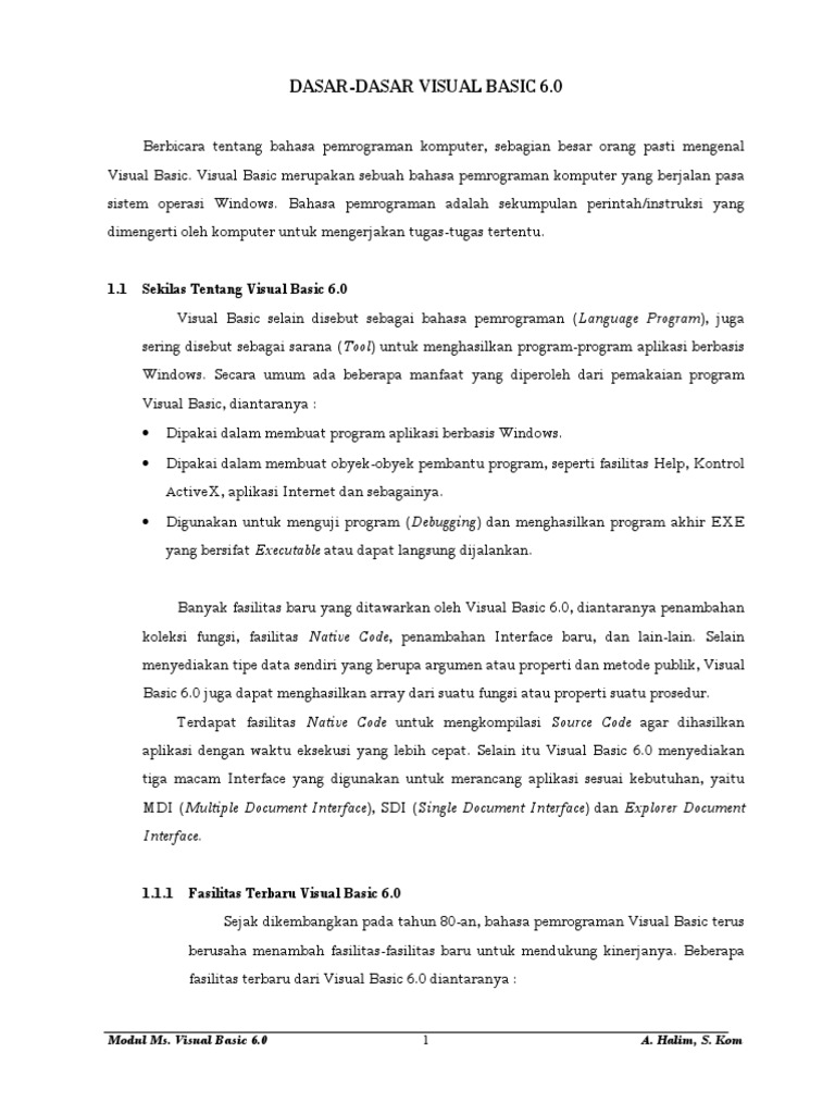 Modul Visual Basic 6 0 PDF | PDF