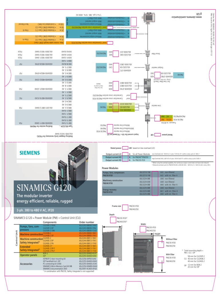 Sinamics G120 Selection Pdf Computer Engineering Electricity